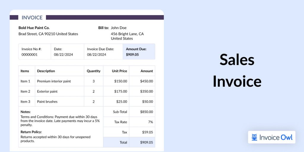 Sales Invoice: In-Depth Guide & Free Templates | InvoiceOwl