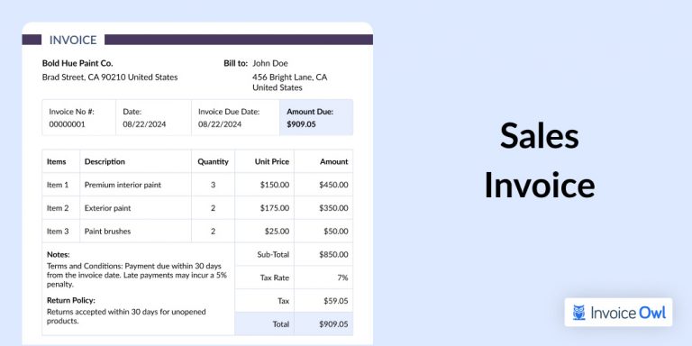 Sales Invoice: In-Depth Guide & Free Templates | InvoiceOwl